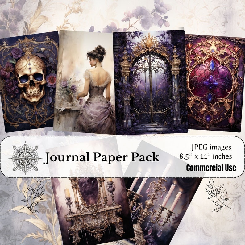 Gothic Junk Journal Digital Paper Pack, Vintage Gothic Printable ...
