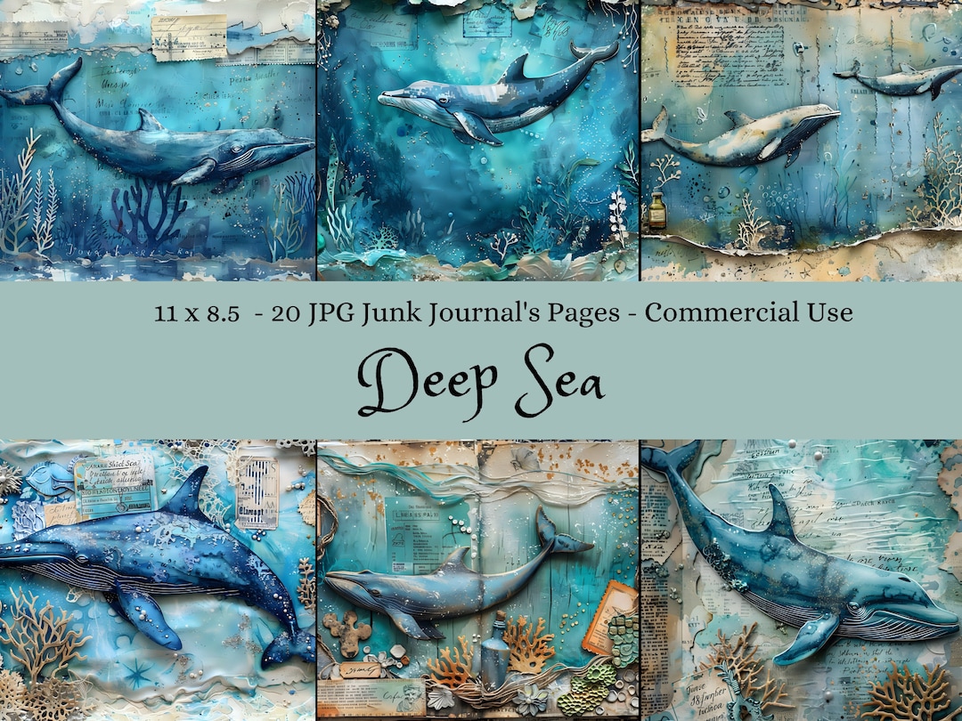 Ocean Junk Journal Digital Kit, Sea Life Collage Sheets, Printable ...