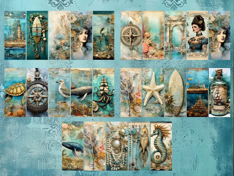 Under the Sea Digital Junk Journal Kit, Ocean Themed Ephemera, Vintage ...