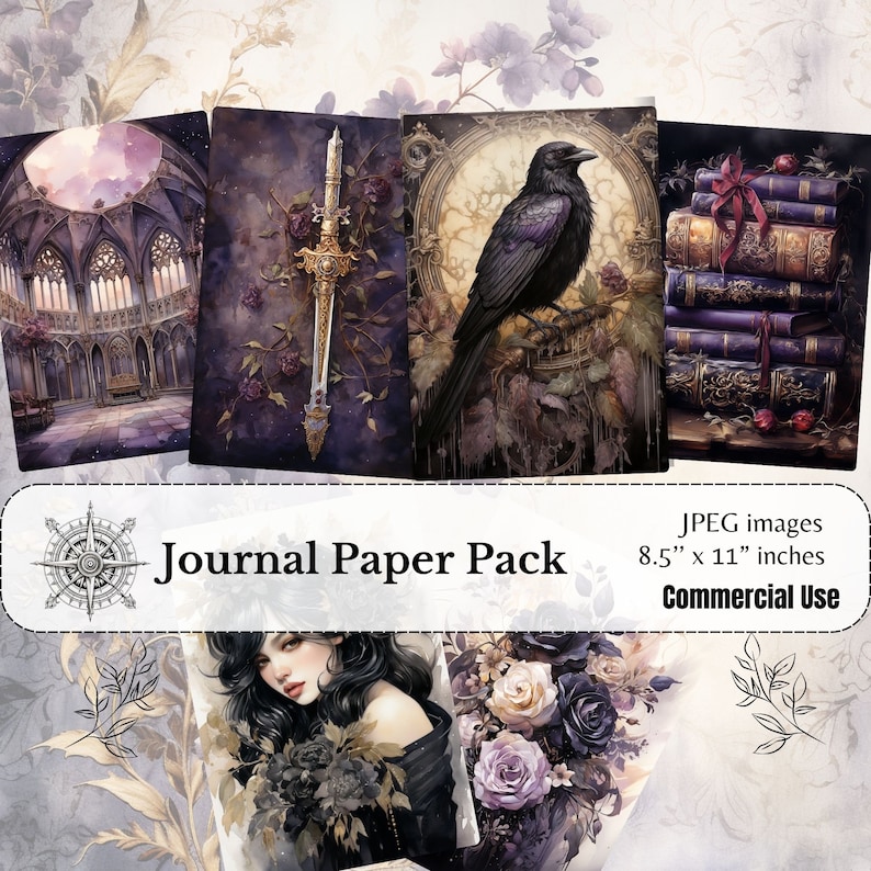 Gothic Junk Journal Digital Paper Pack, Vintage Gothic Printable ...