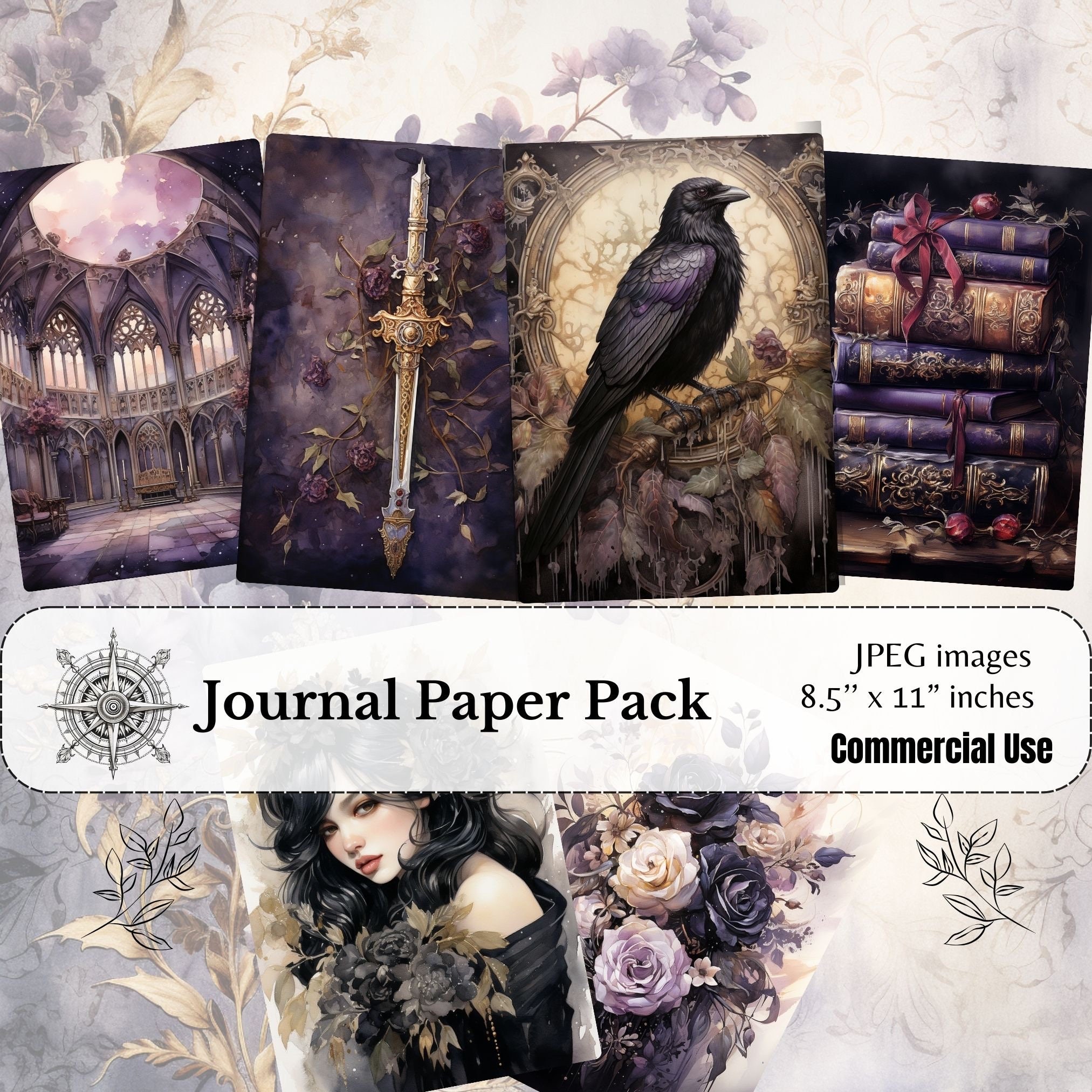 Gothic Junk Journal Digital Paper Pack, Vintage Gothic Printable ...