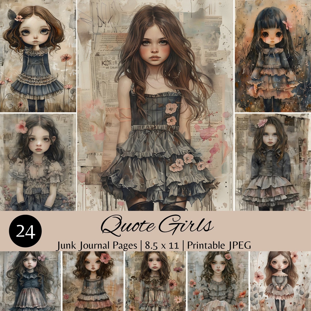 Quote Girls Junk Journal Pages, 8.5 X 11 Printable JPEG, Vintage Art ...