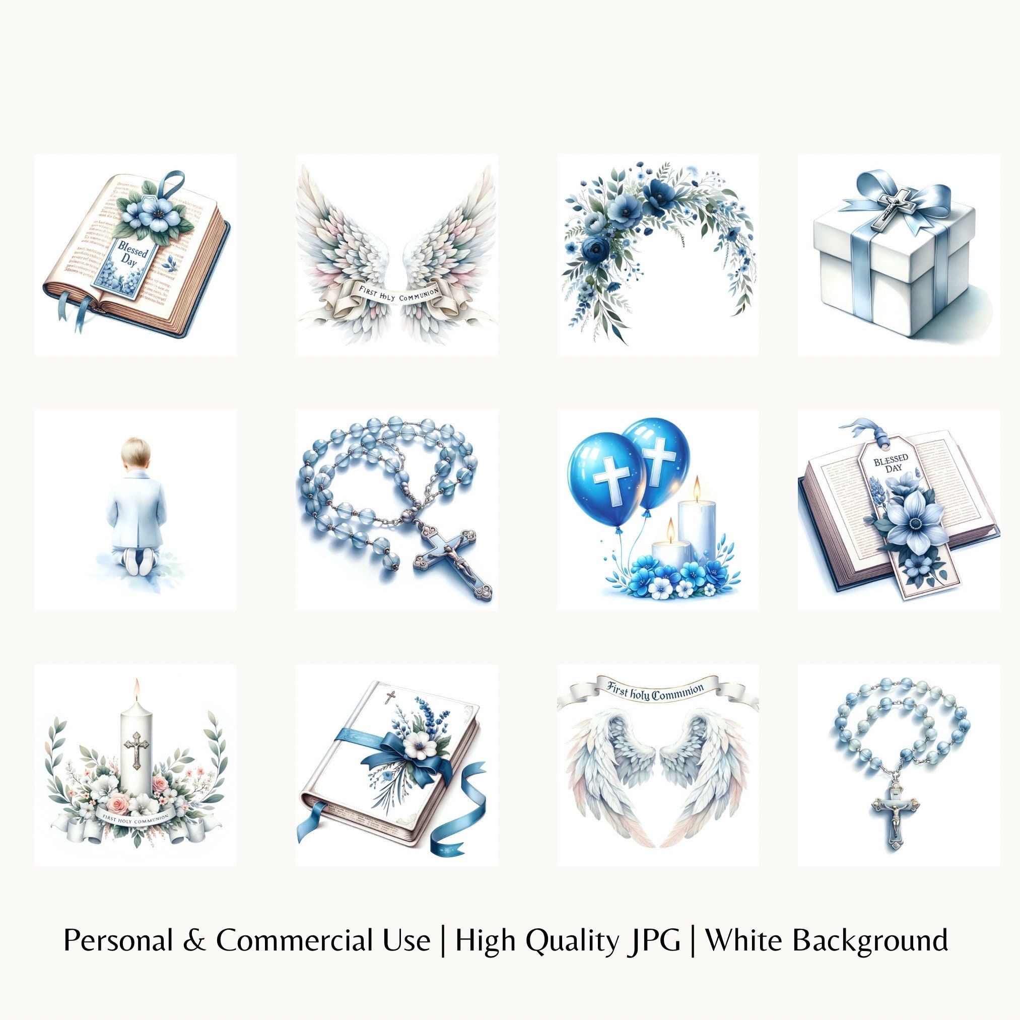 First Holy Communion Clipart Bundle, Communion Png Files, Boy Communion ...