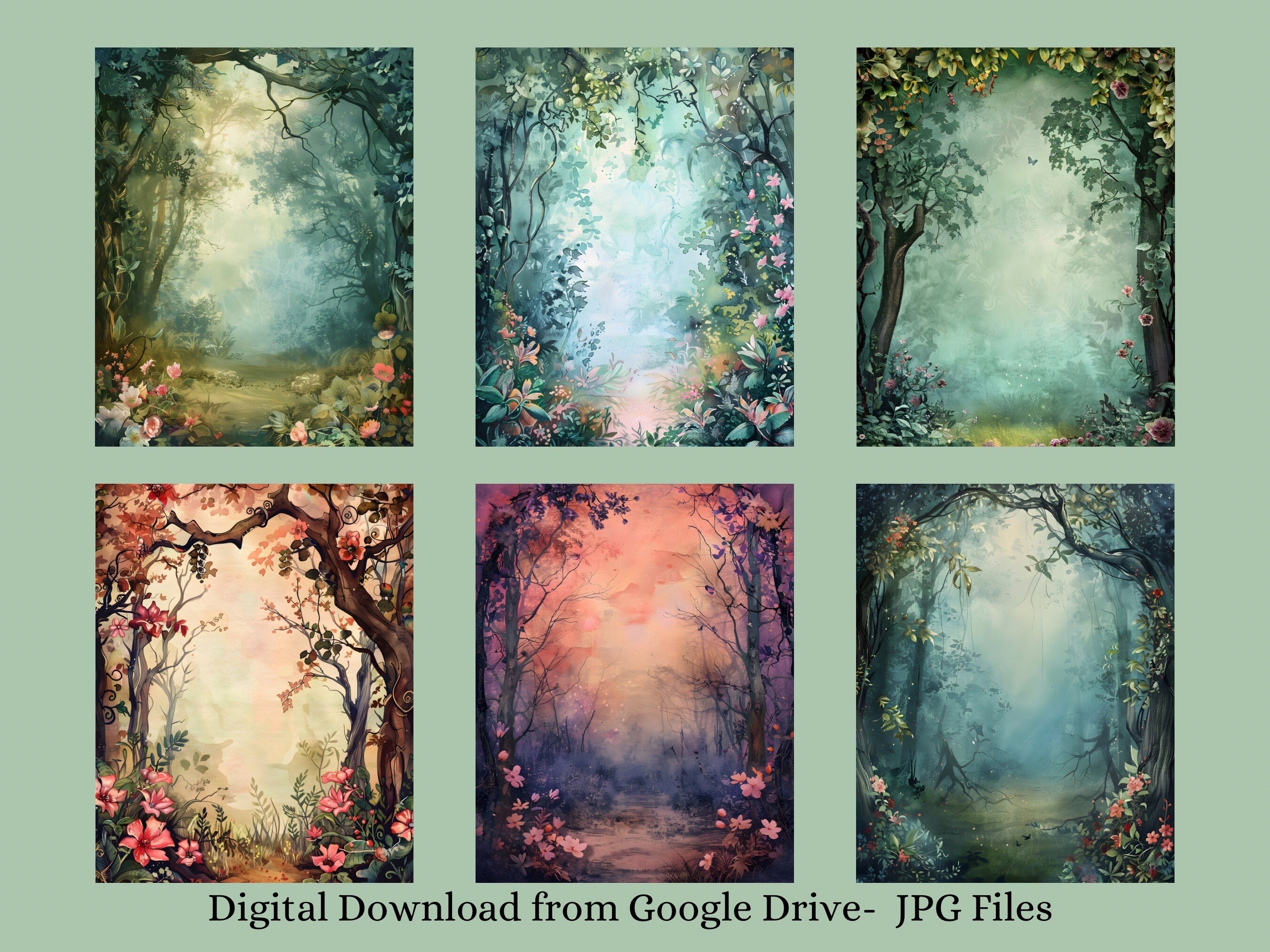 Enchanted Fairytale Forest Digital Junk Journal Pages 8.5x11, Printable ...