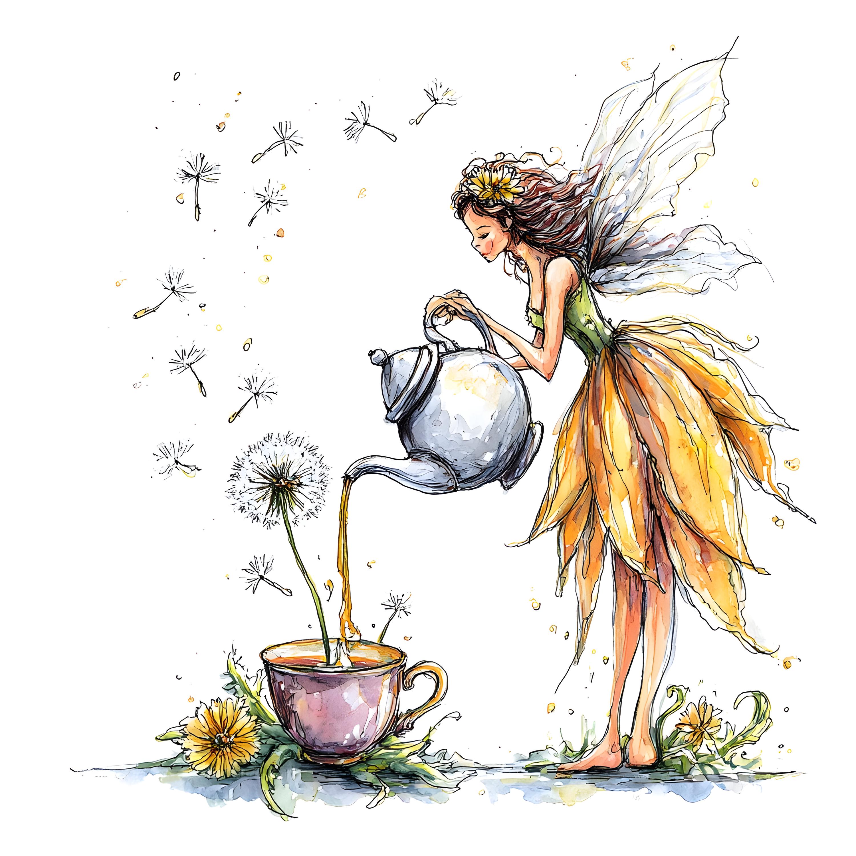 Fairy Tea Party Clipart Set | Whimsical Watercolor Fairies and Mushroom ...