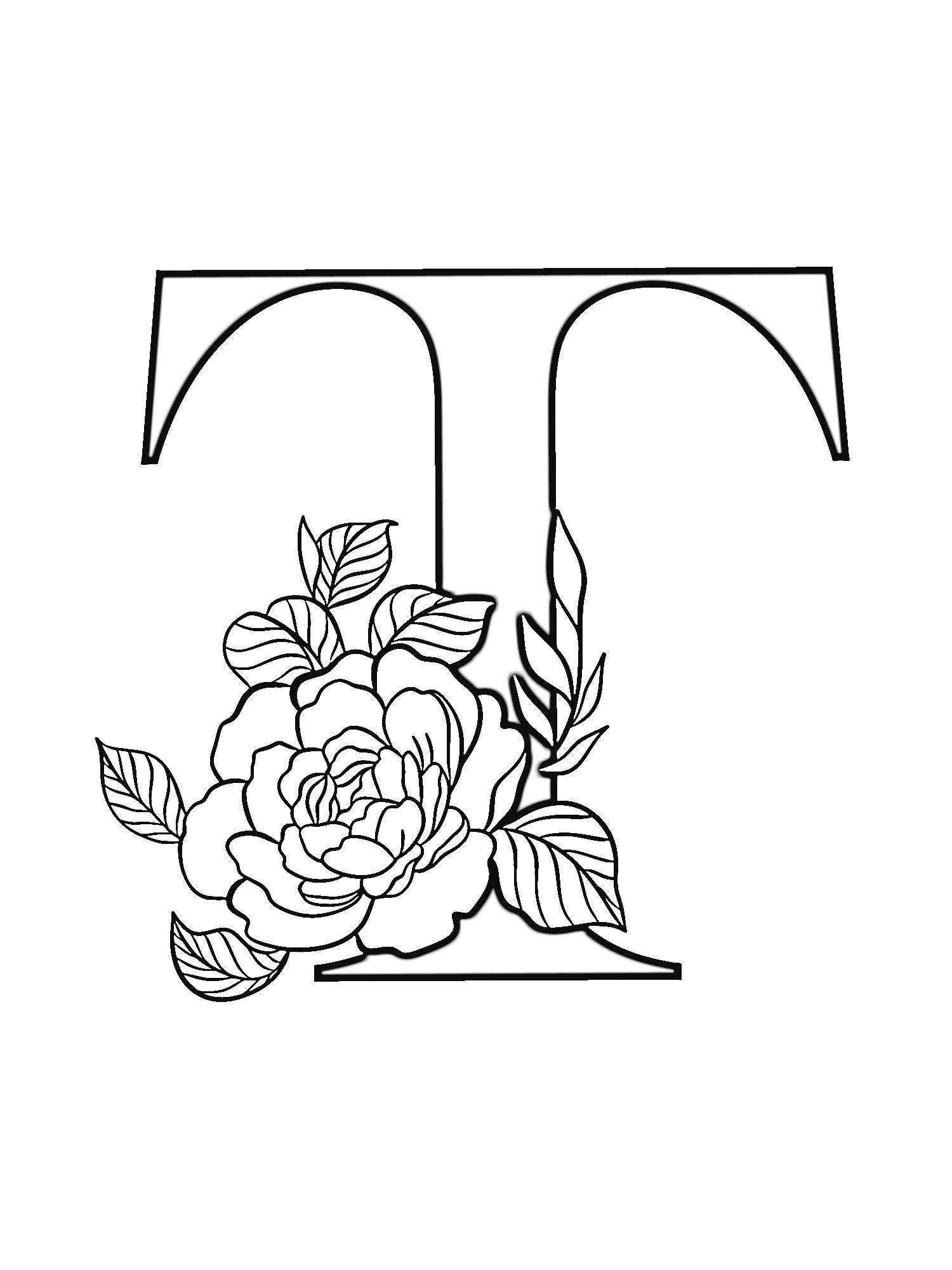 Alphabet Coloring Pages Floral Alphabet for Coloring - Etsy