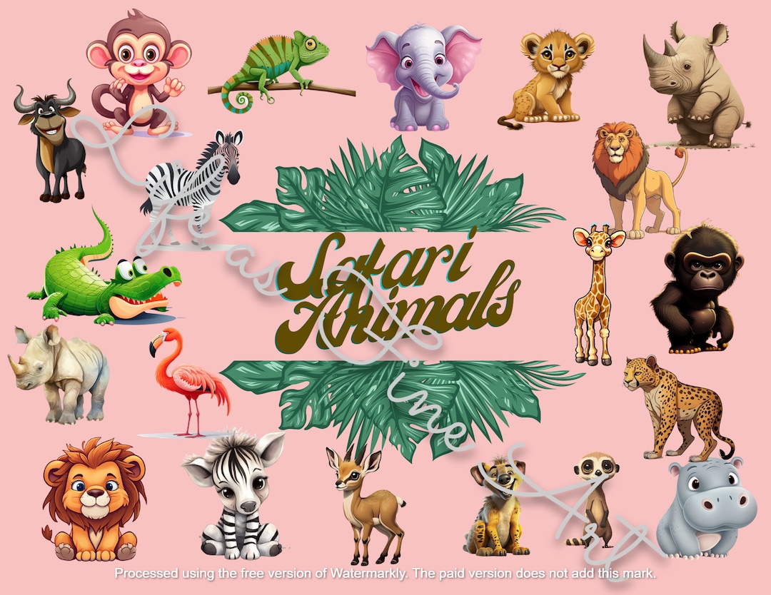 Cartoon Safari Animals Clipart Cute African Animals Cartoon Style, High ...