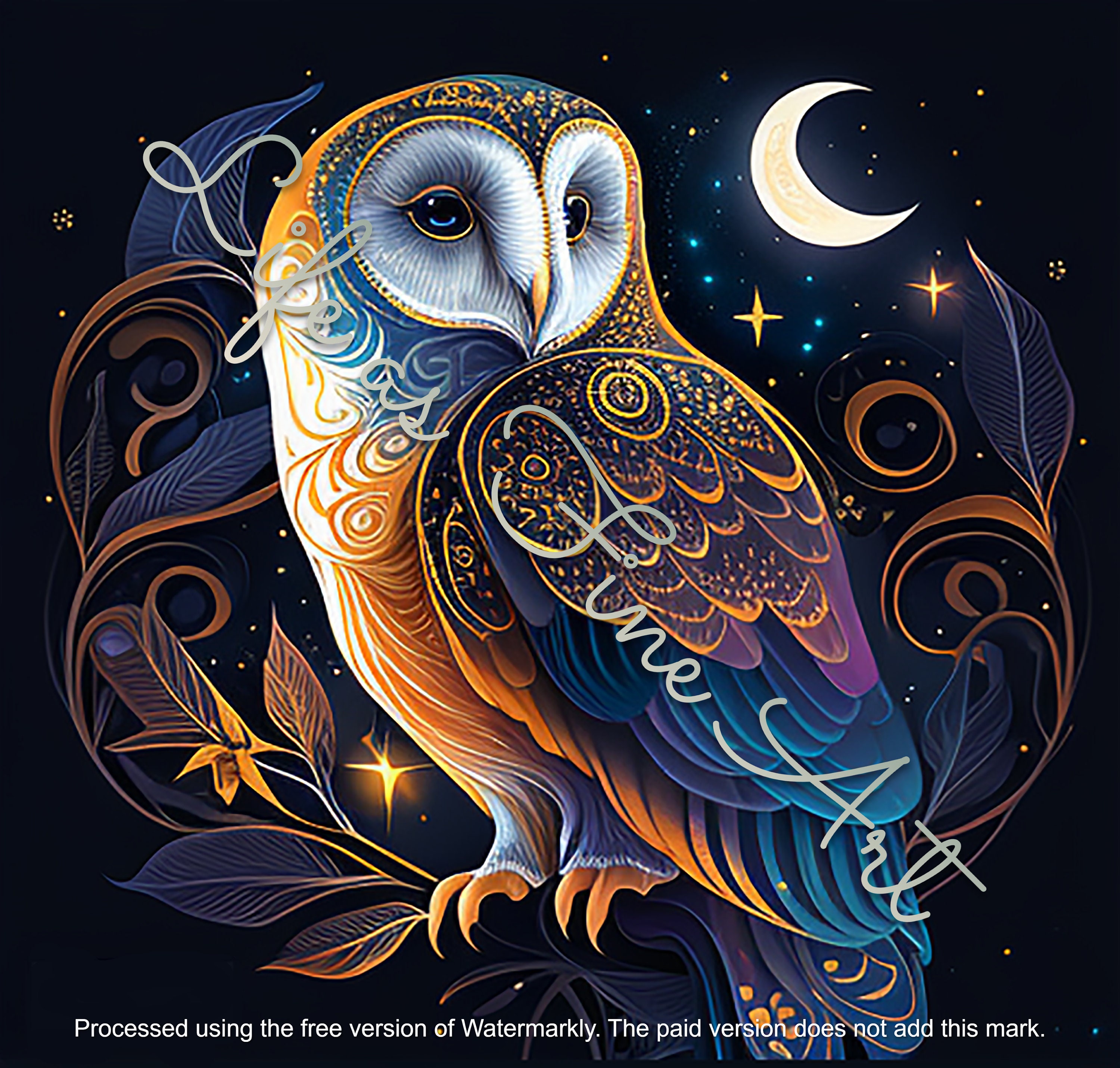 Celestial Owls Clipart - Galaxy Magic Fantasy Owl at Night Clip Art in ...