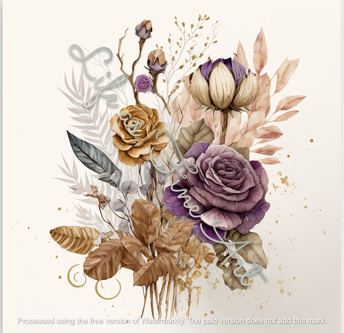 Bohemian Watercolor Roses Bouquets Clipart 18 Designs of Boho Roses ...