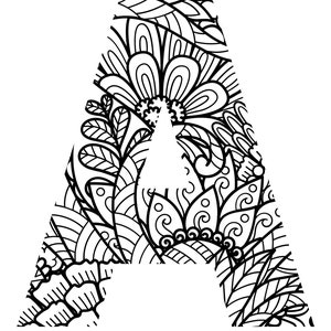 Watercolor English Alphabet Letters in Violet Colors With Flowers for ...