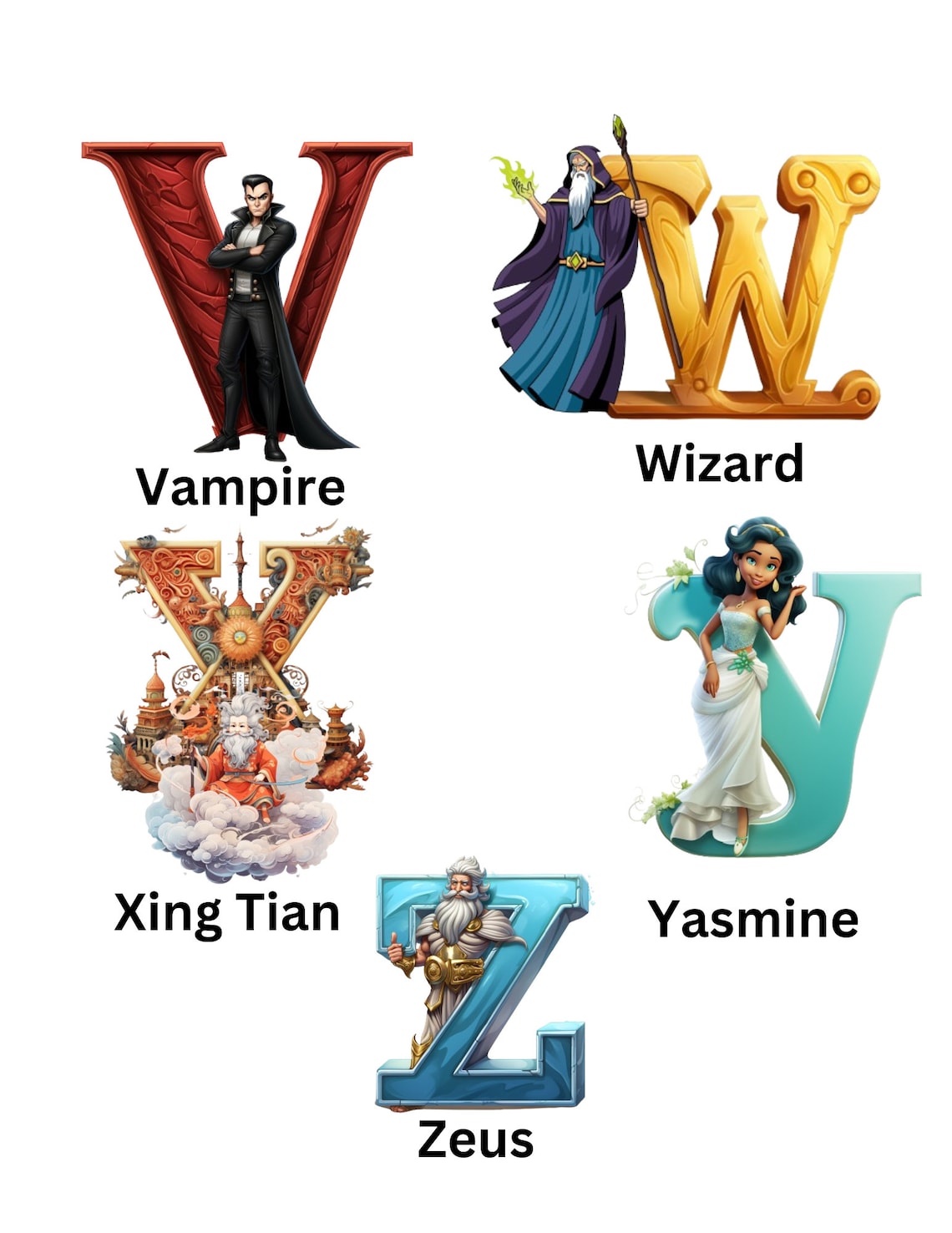 Fairy Tales Alphabet Abc's Fairy Tales Characters Magical Alphabet ...