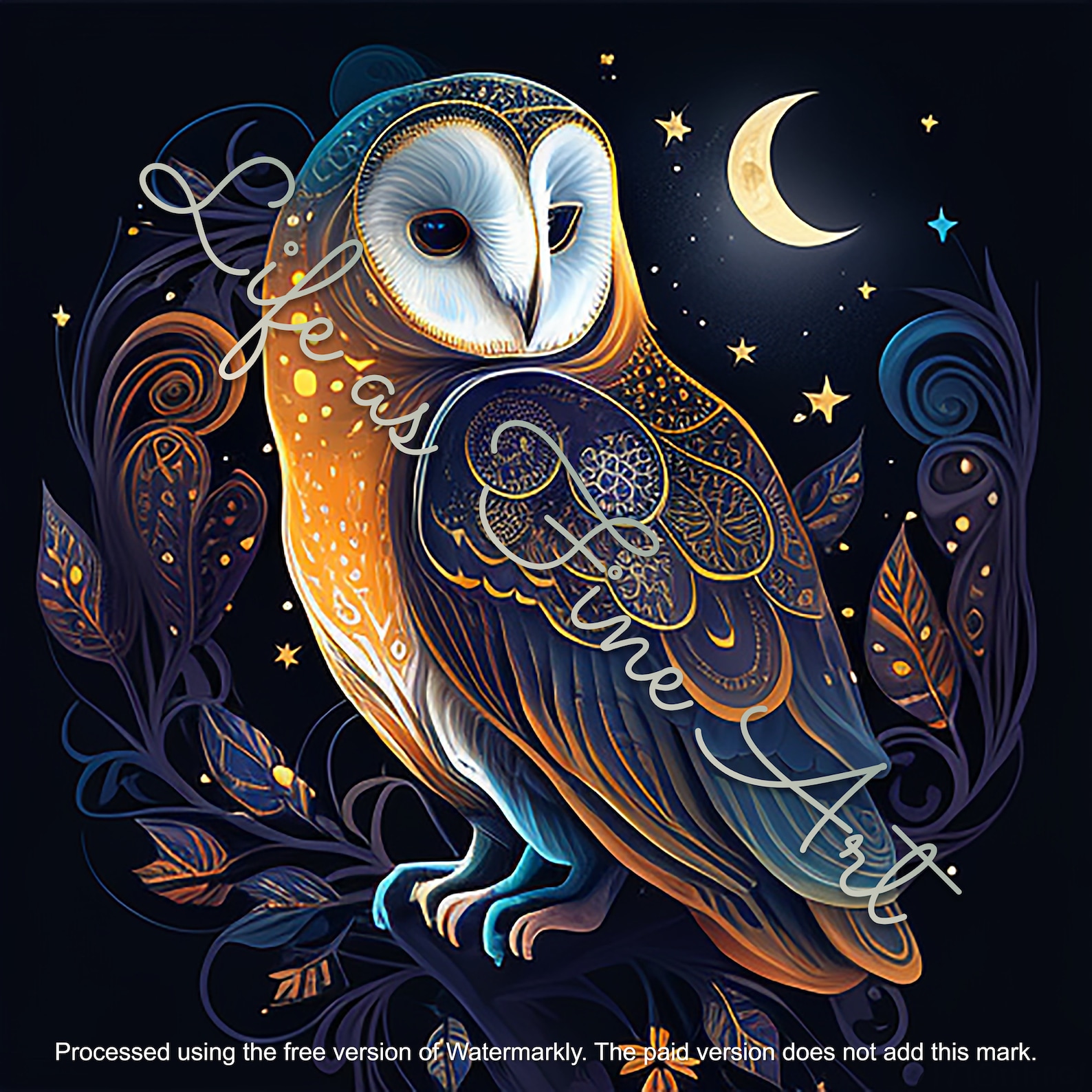 Celestial Owls Clipart - Galaxy Magic Fantasy Owl at Night Clip Art in ...