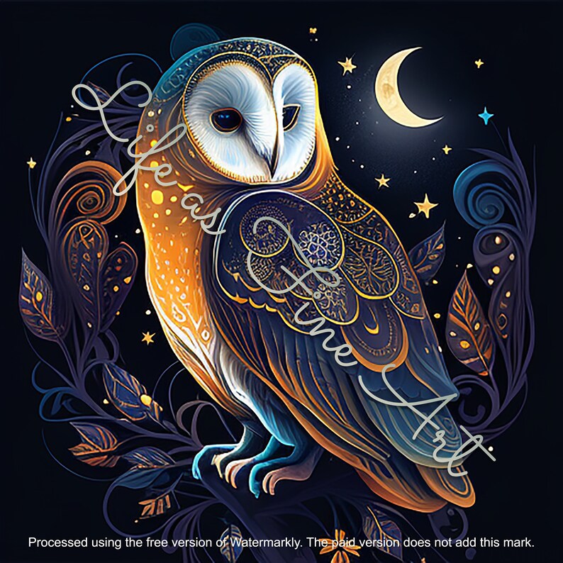 Celestial Owls Clipart - Galaxy Magic Fantasy Owl at Night Clip Art in ...