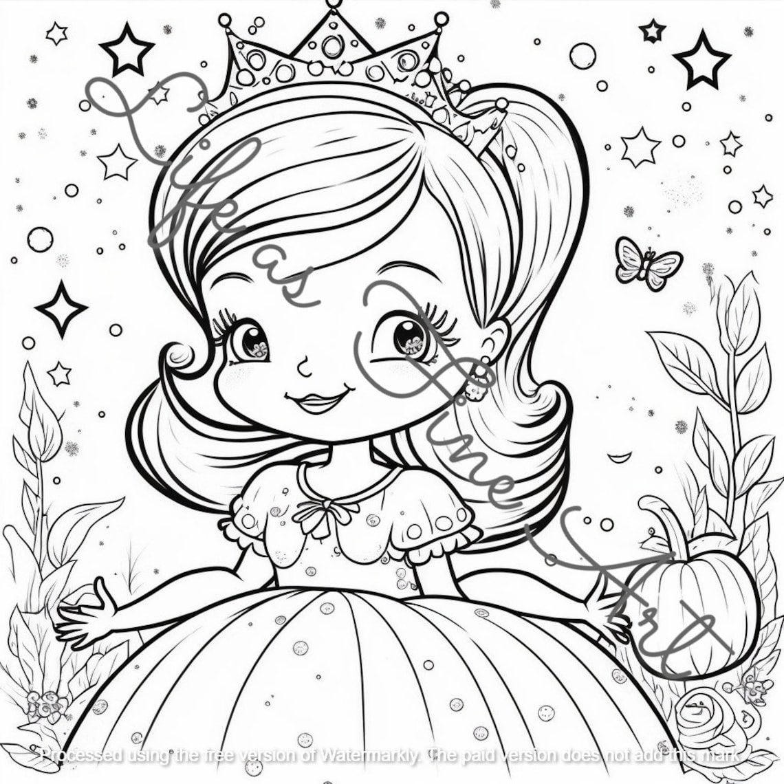 Cartoon Little Princess Coloring Pages for Girls | KDP Interior ...
