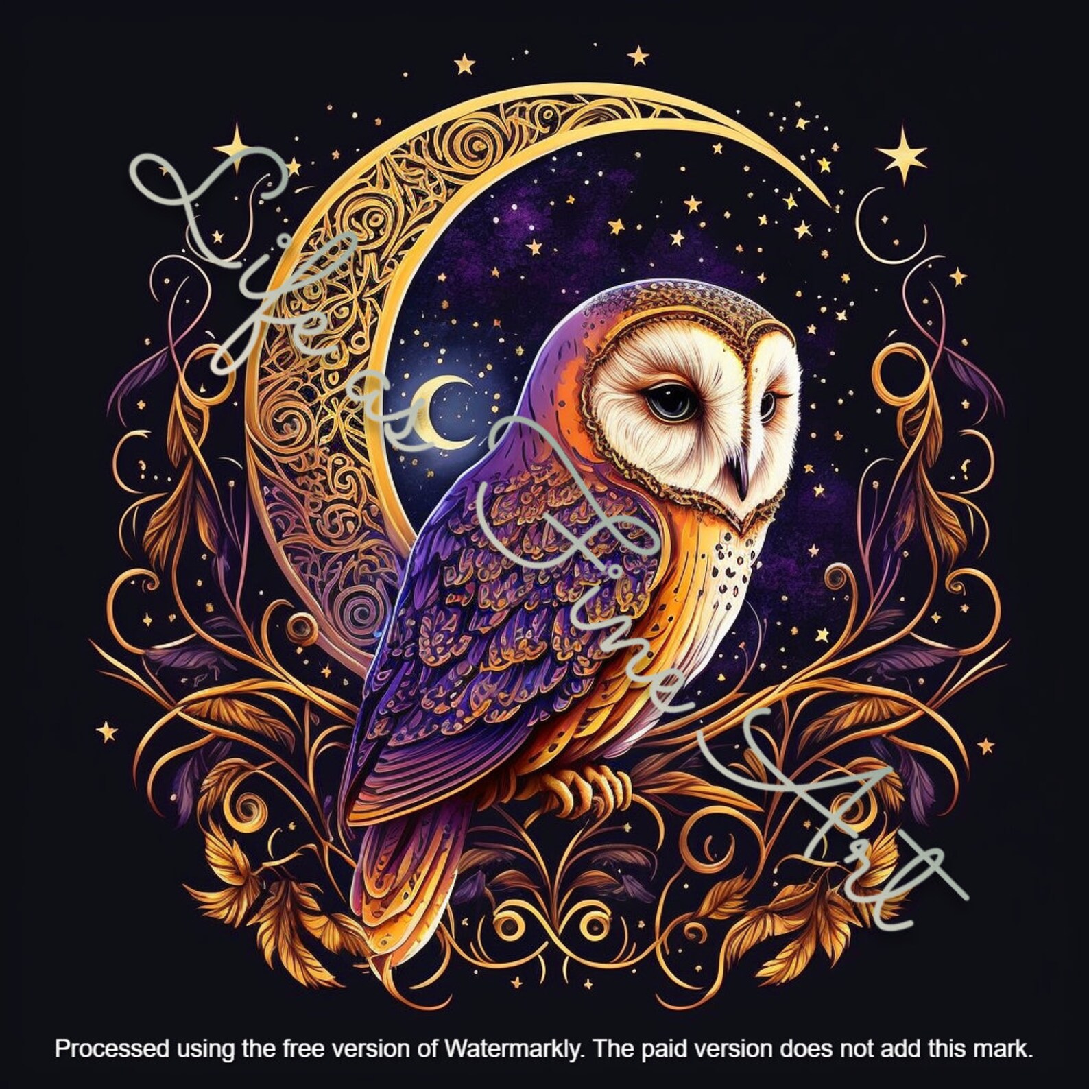 Celestial Owls Clipart - Galaxy Magic Fantasy Owl at Night Clip Art in ...