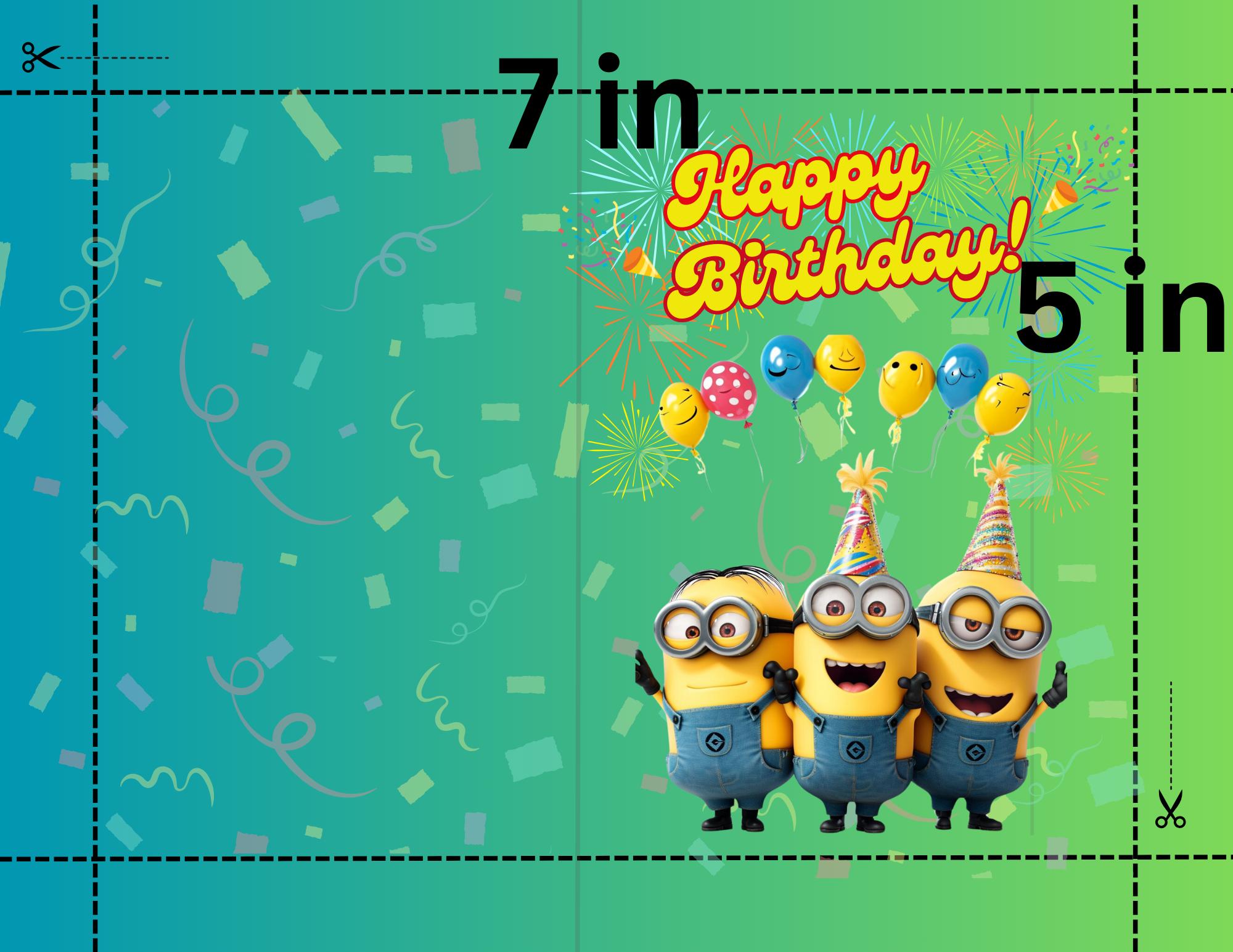 Happy Birthday Card Cartoon Style Printable - Birthday Party Card ...