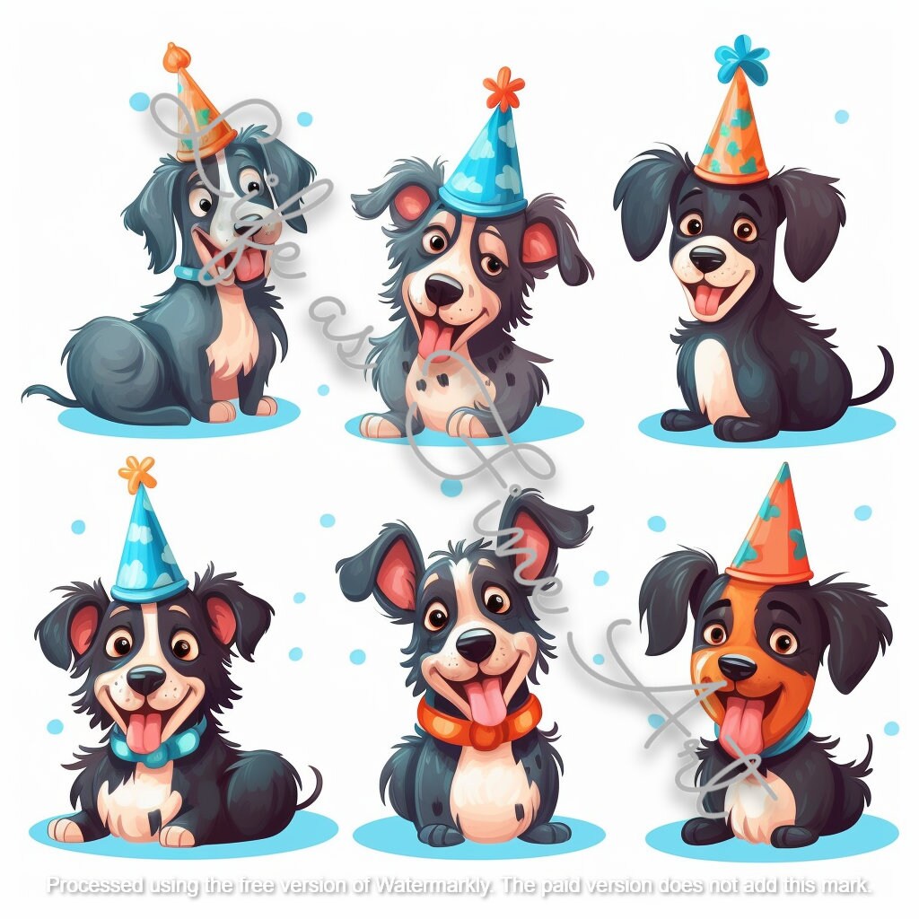 Birthday Dogs Clipart Bundle | Birthday Party Puppies 100+ Designs PNG ...