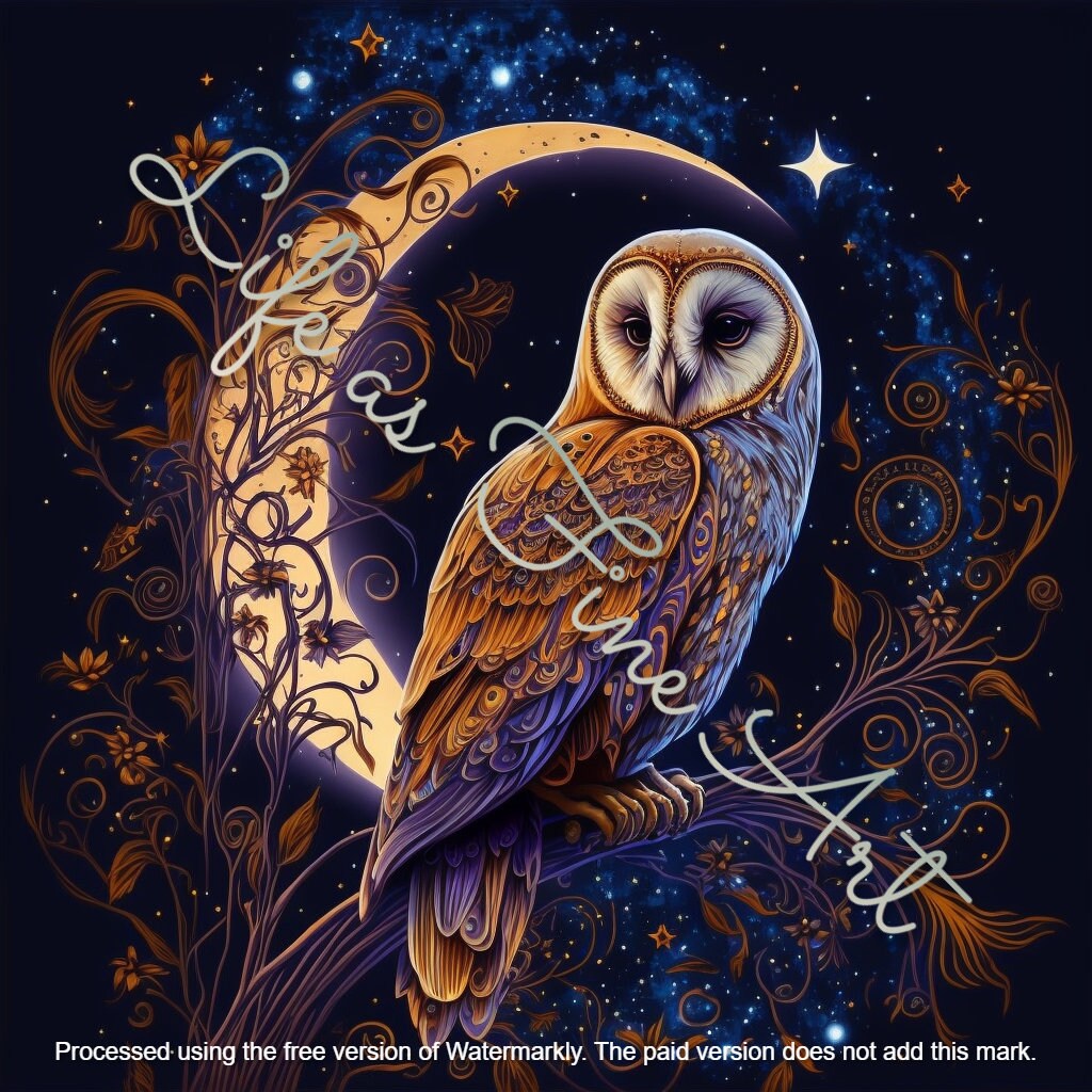 Celestial Owls Clipart - Galaxy Magic Fantasy Owl at Night Clip Art in ...