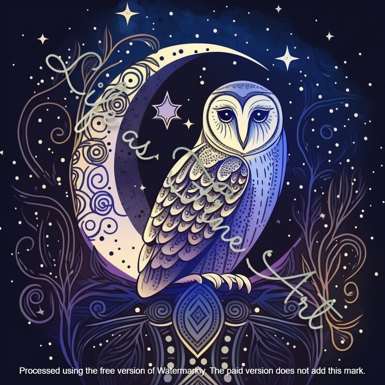 Celestial Owls Clipart - Galaxy Magic Fantasy Owl at Night Clip Art in ...