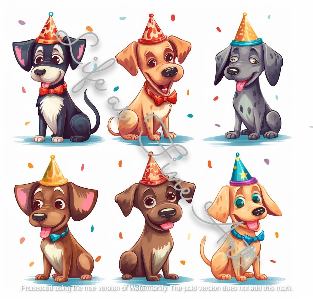 Birthday Dogs Clipart Bundle | Birthday Party Puppies 100+ Designs PNG ...