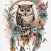 Watercolor Boho Owls Clipart With Boho Flowers, Dreamcatcher & Boho ...