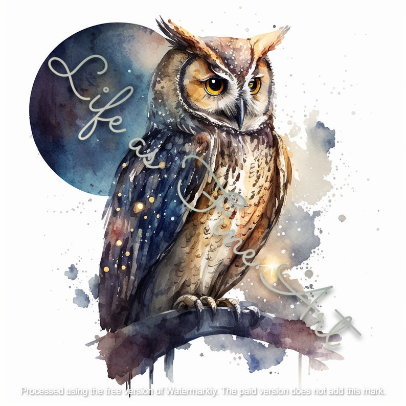 Celestial Owls Clipart - Galaxy Magic Fantasy Owl at Night Clip Art in ...