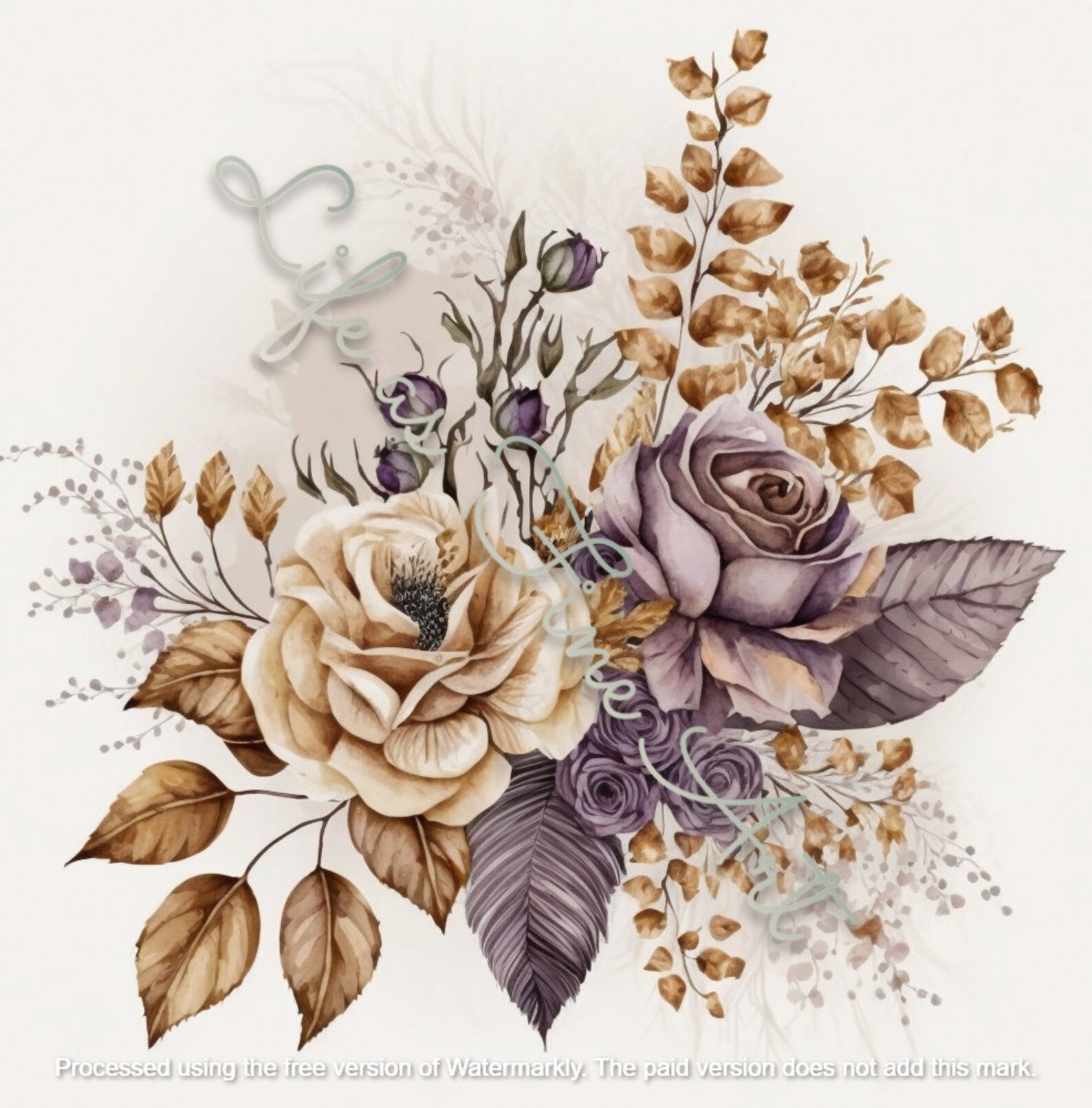 Bohemian Watercolor Roses Bouquets Clipart 18 Designs of Boho Roses ...