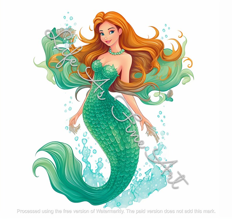 Mermaids Cartoon Clipart, Ocean Wildlife, 20 Designs of Mermaids in PNG ...
