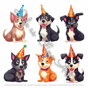 Birthday Dogs Clipart Bundle | Birthday Party Puppies 100+ Designs PNG ...