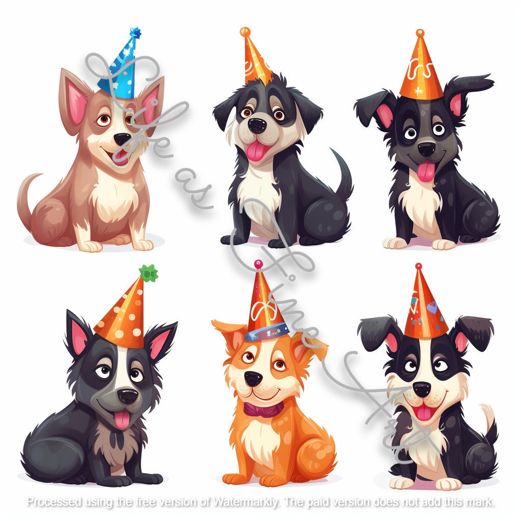 Birthday Dogs Clipart Bundle | Birthday Party Puppies 100+ Designs PNG ...