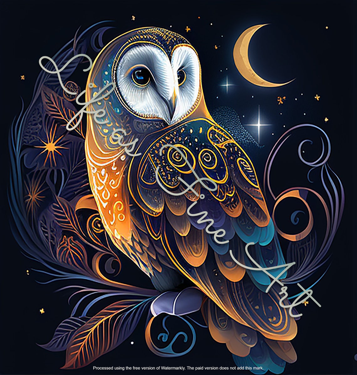 Celestial Owls Clipart - Galaxy Magic Fantasy Owl at Night Clip Art in ...