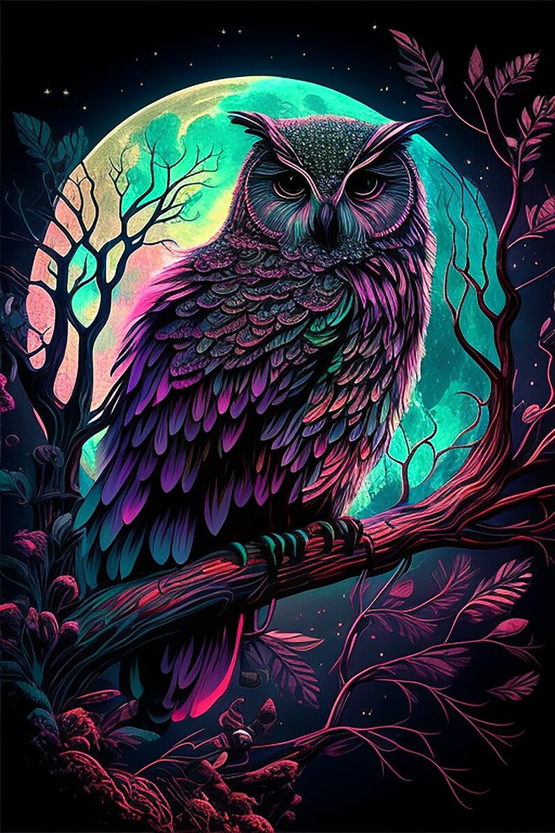 Celestial Owls Clipart - Galaxy Magic Fantasy Owl at Night Clip Art in ...