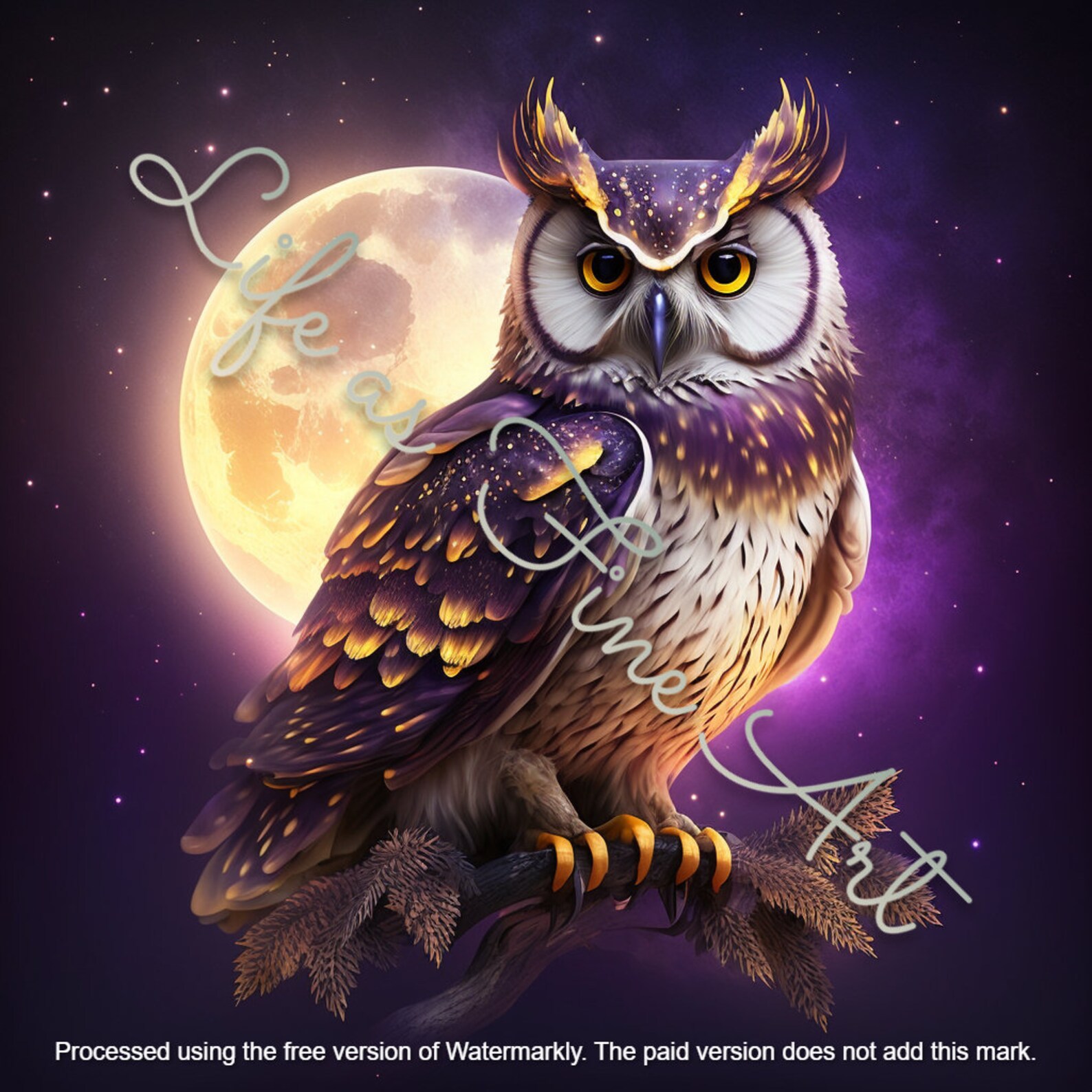 Celestial Owls Clipart - Galaxy Magic Fantasy Owl at Night Clip Art in ...