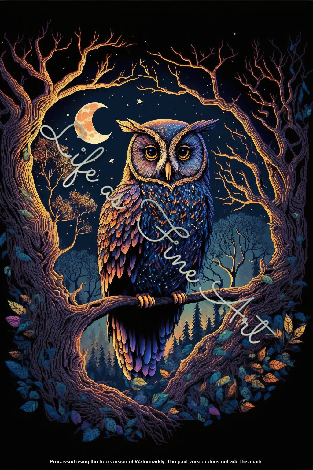 Celestial Owls Clipart - Galaxy Magic Fantasy Owl at Night Clip Art in ...