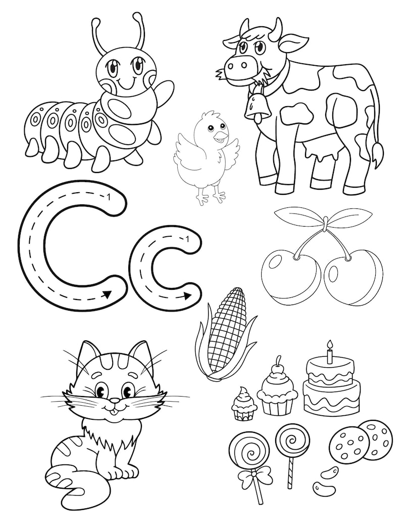 Alphabet Coloring Pages | English Letters Illustrations to Color | Fun ...