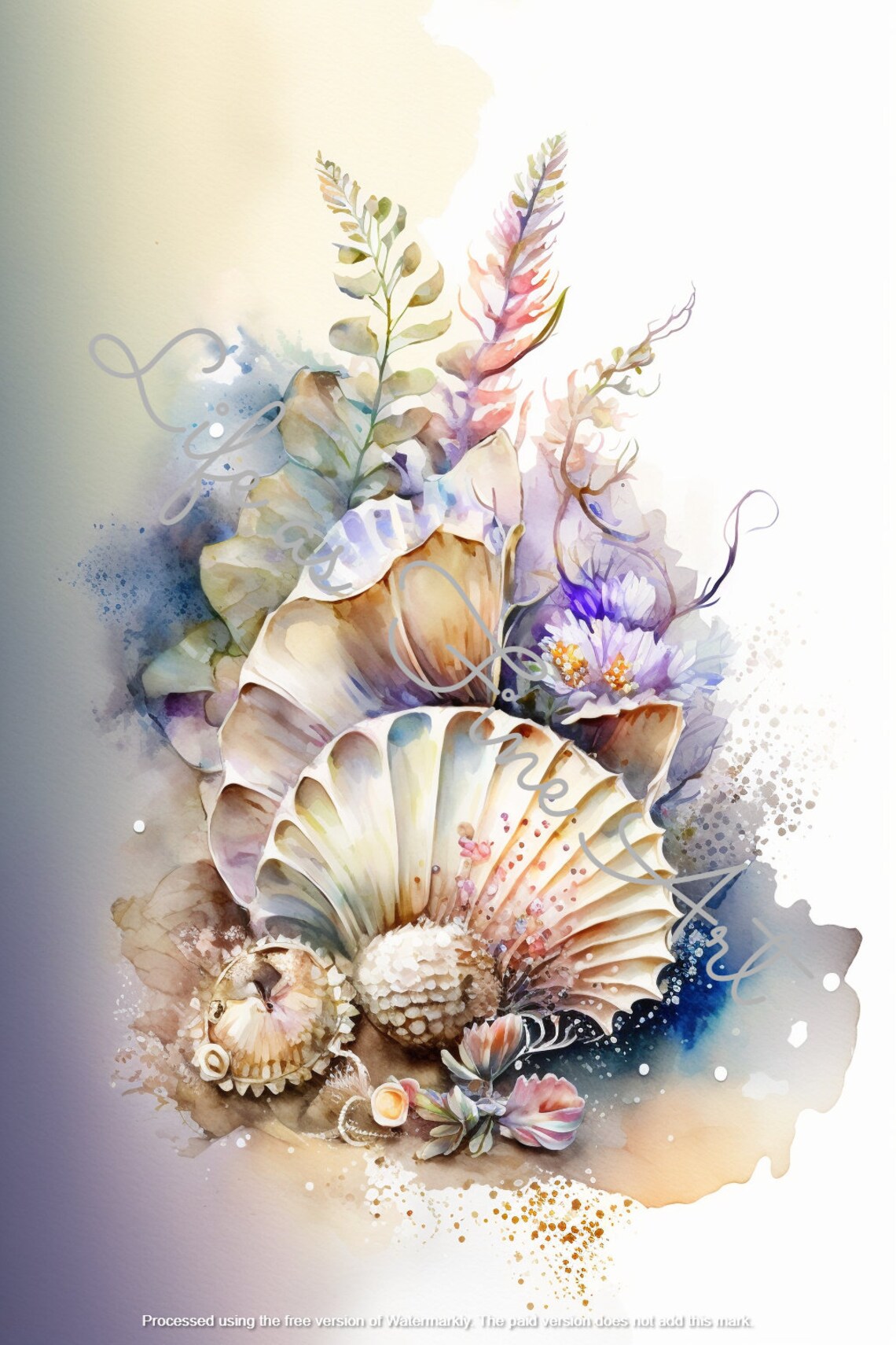 Coral and Seaweed Watercolor Clipart, Ocean Wildlife, Seaweed, Sea ...