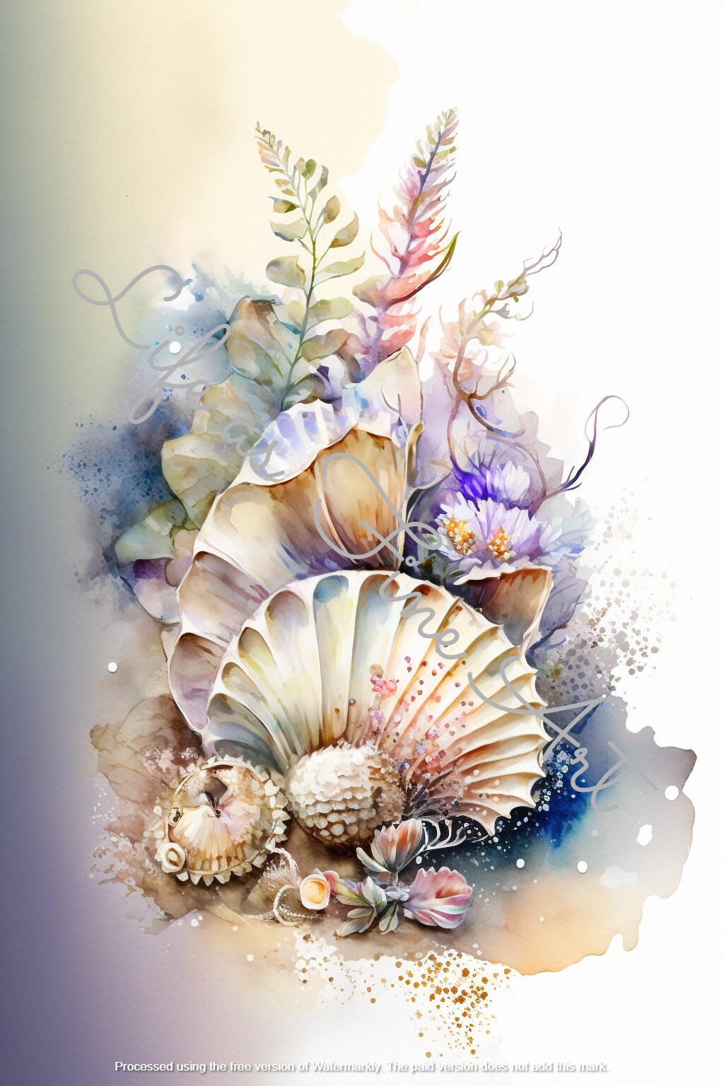 Coral and Seaweed Watercolor Clipart, Ocean Wildlife, Seaweed, Sea ...