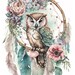 Watercolor Boho Owls Clipart With Boho Flowers, Dreamcatcher & Boho ...