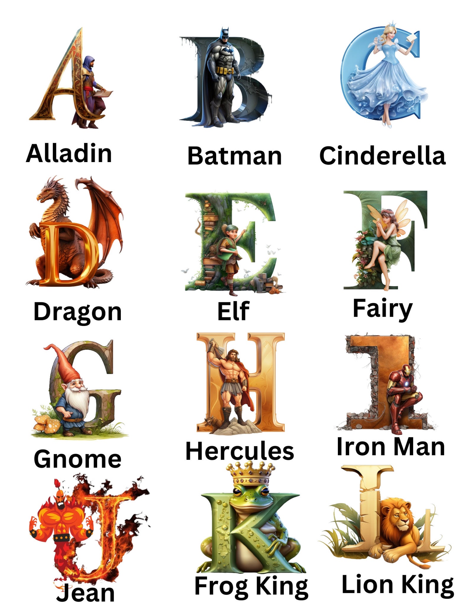 Fairy Tales Alphabet Abc's Fairy Tales Characters Magical Alphabet ...