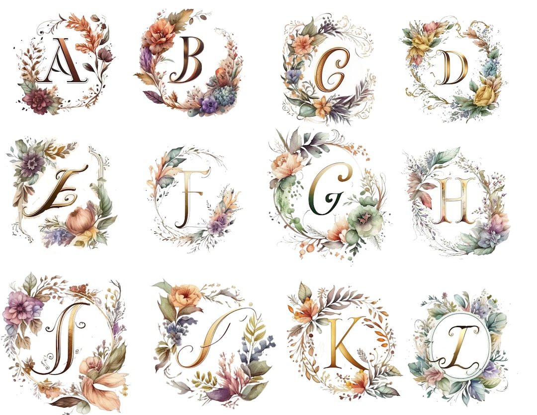 Luxury, Elegant Golden Cursive Letters in Flowers Frame| Golden ...