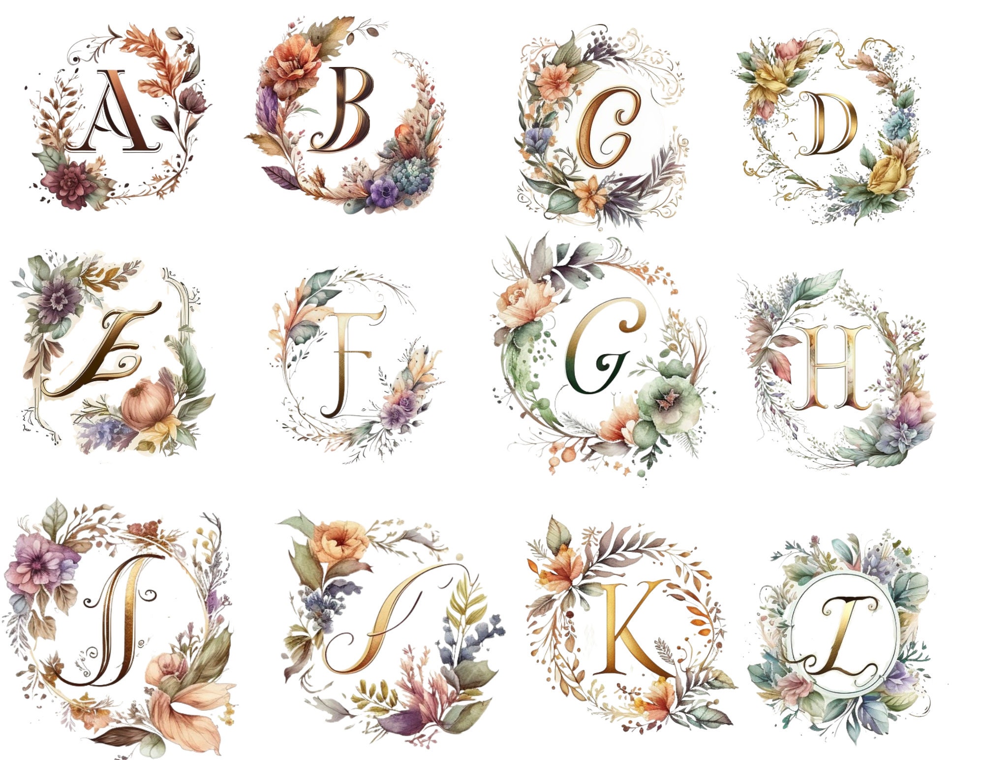 Luxury, Elegant Golden Cursive Letters in Flowers Frame| Golden ...