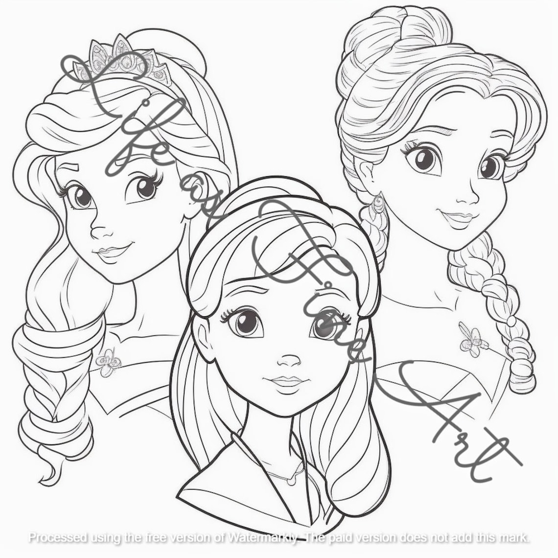 Cartoon Little Princess Coloring Pages for Girls | KDP Interior ...