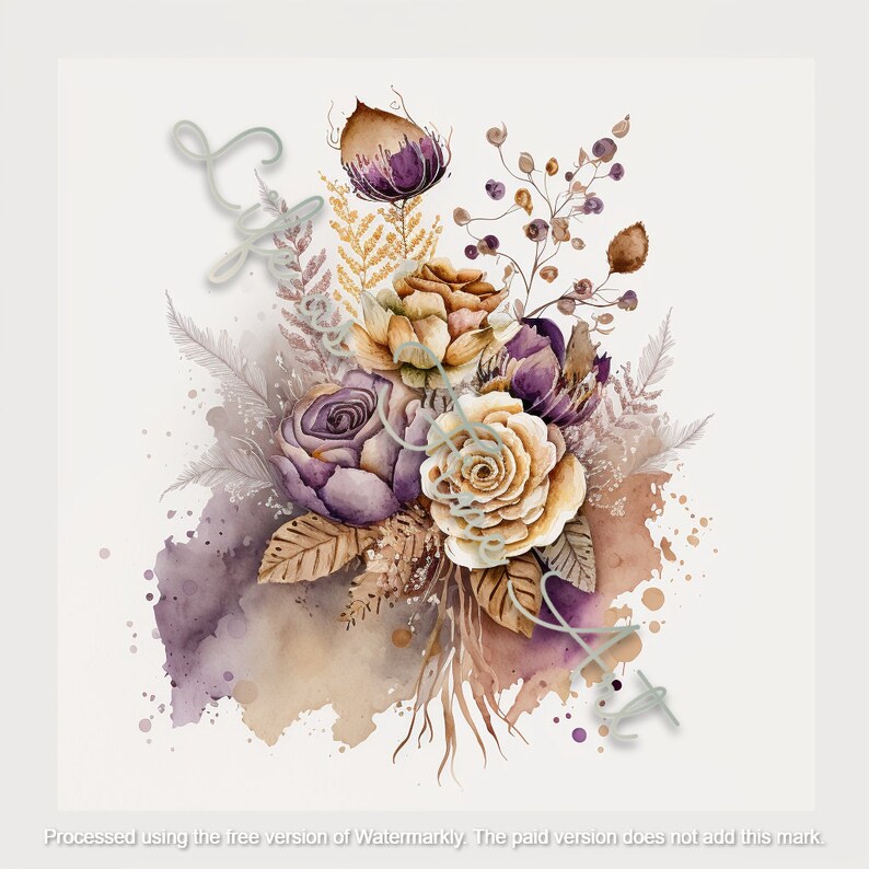 Bohemian Watercolor Roses Bouquets Clipart 18 Designs of Boho Roses ...