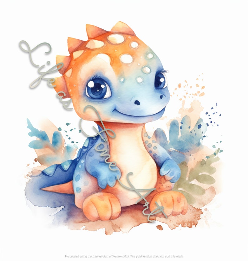 Cute Watercolor Dinosaurs Clipart 28 Printable Images of - Etsy