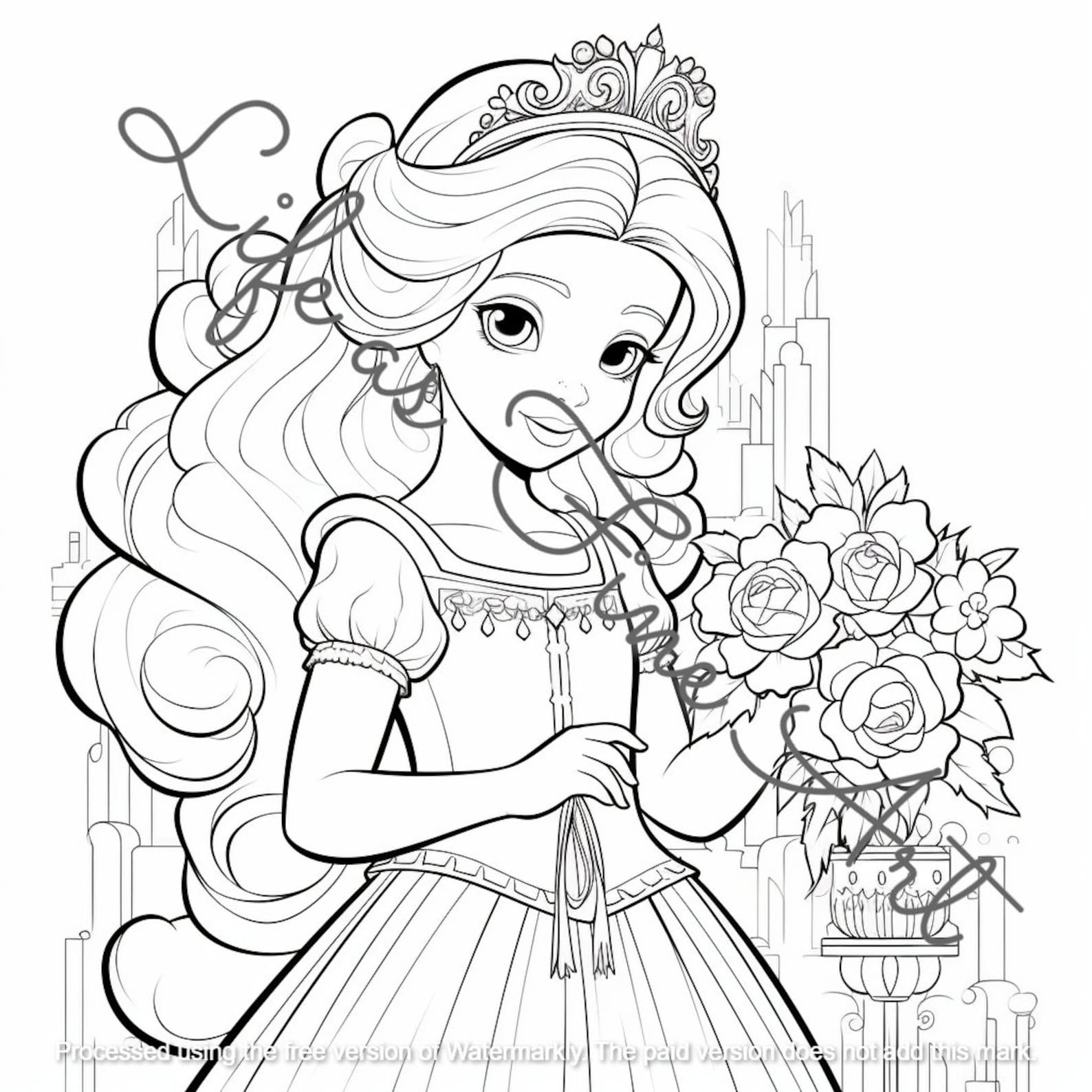 Cartoon Little Princess Coloring Pages for Girls | KDP Interior ...