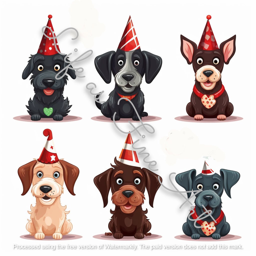 Birthday Dogs Clipart Bundle | Birthday Party Puppies 100+ Designs PNG ...
