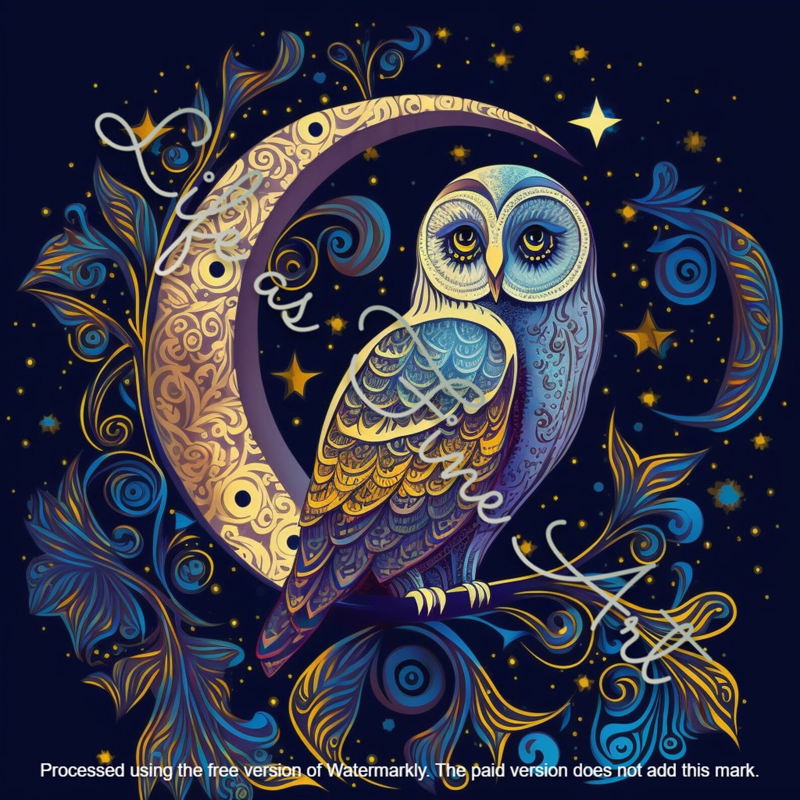Celestial Owls Clipart - Galaxy Magic Fantasy Owl at Night Clip Art in ...