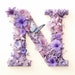 Watercolor English Alphabet Letters in Violet Colors With Flowers for ...