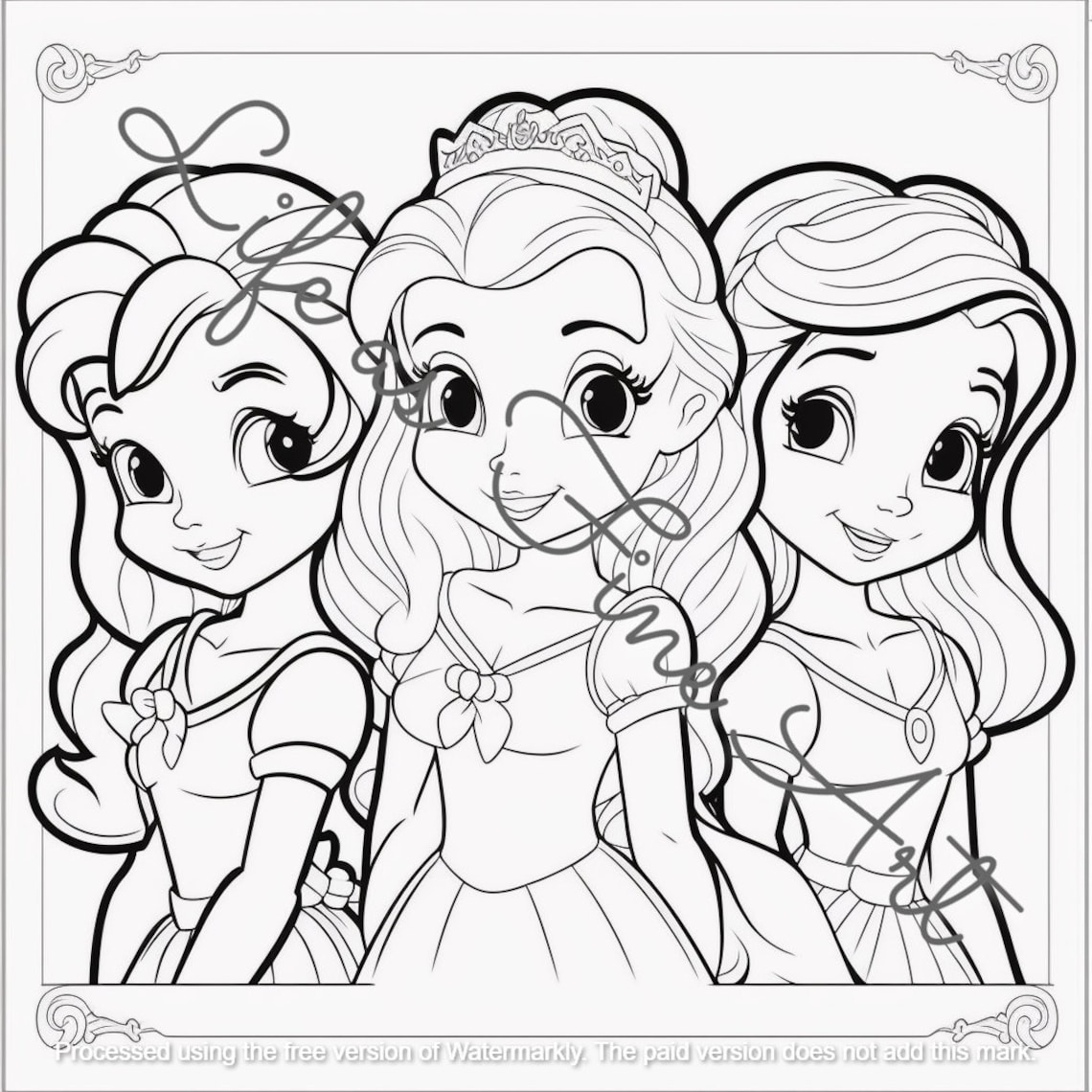 Cartoon Little Princess Coloring Pages for Girls | KDP Interior ...