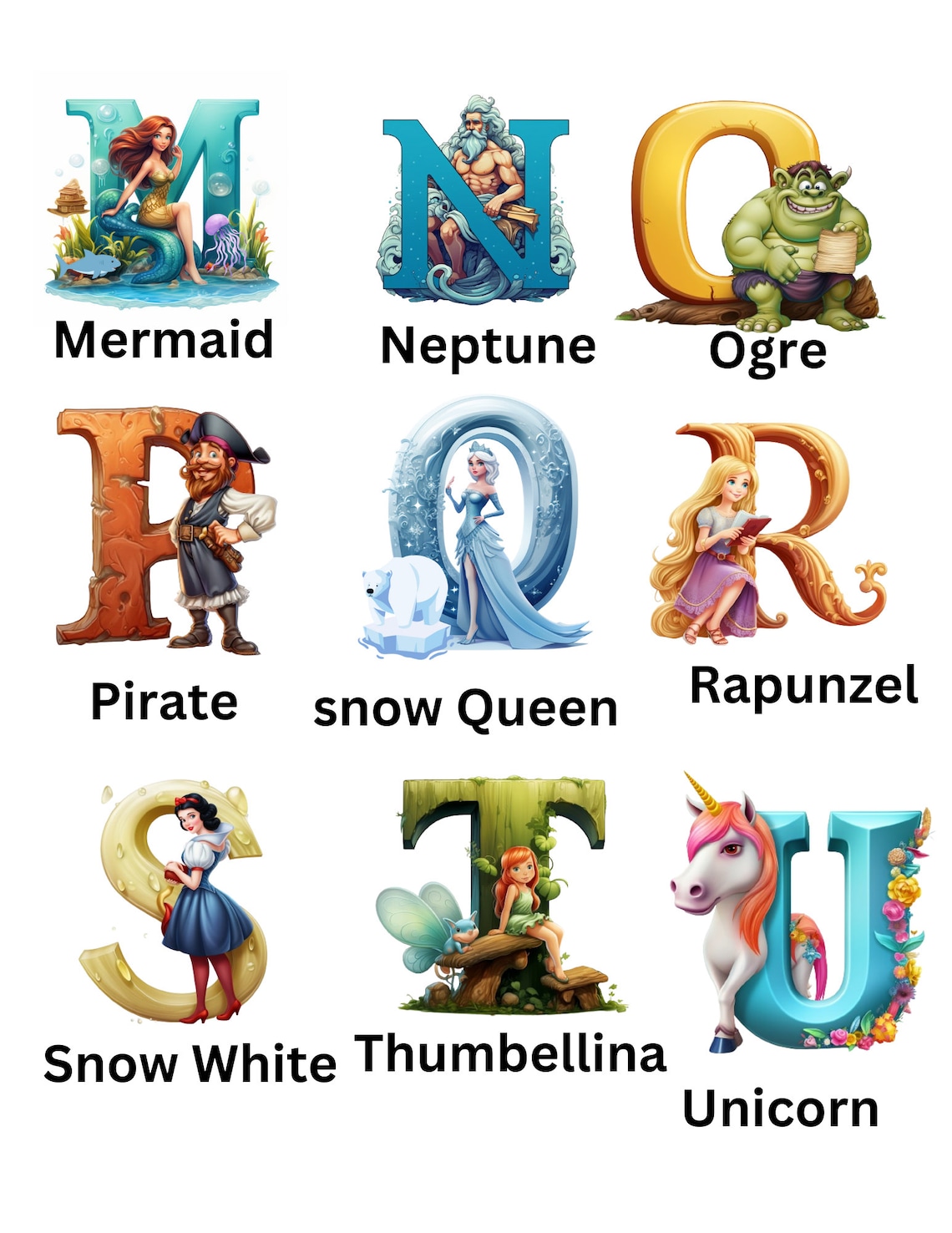 Fairy Tales Alphabet Abc's Fairy Tales Characters Magical Alphabet ...